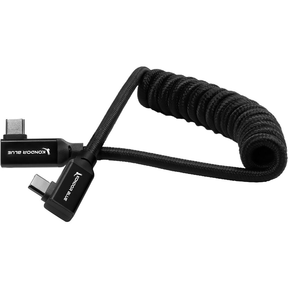 Kondor Blue 12 to 24" Coiled USB-C Right Angle Braided Cable